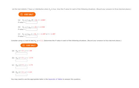 Solved Let The Test Statistic T Have A R Distribution When