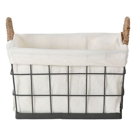 Lined Rectangle Wire Storage Basket Medium