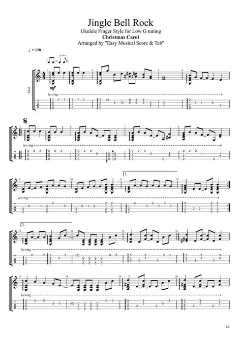 Christmas Carol Jingle Bell Rock Easy Finger Style Tab For Ukulele