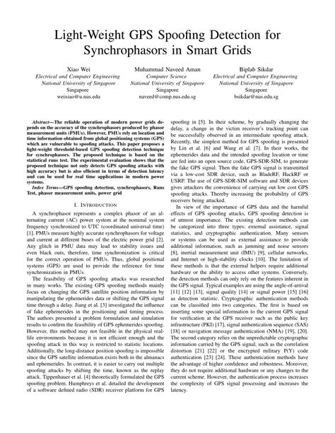 pdf light weight gps spoofing detection in synchrophasors