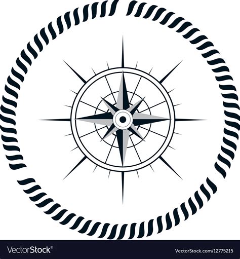 Compass Maritime Emblem Icon Royalty Free Vector Image