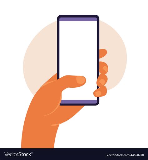 Man Hand Holding Smartphone With Blank White Vector Image