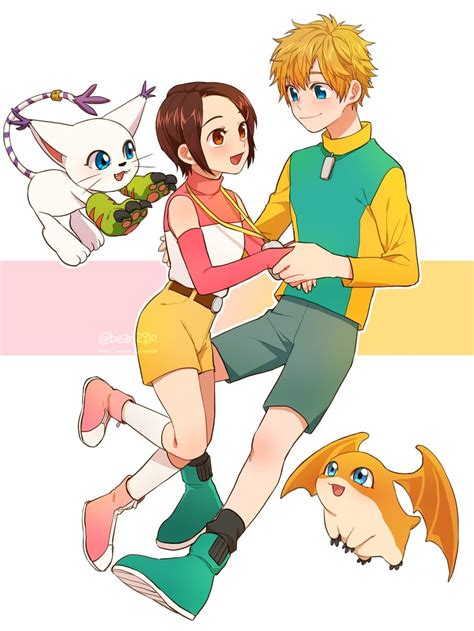 Yagami Hikari Tailmon Takaishi Takeru And Patamon Digimon And 1