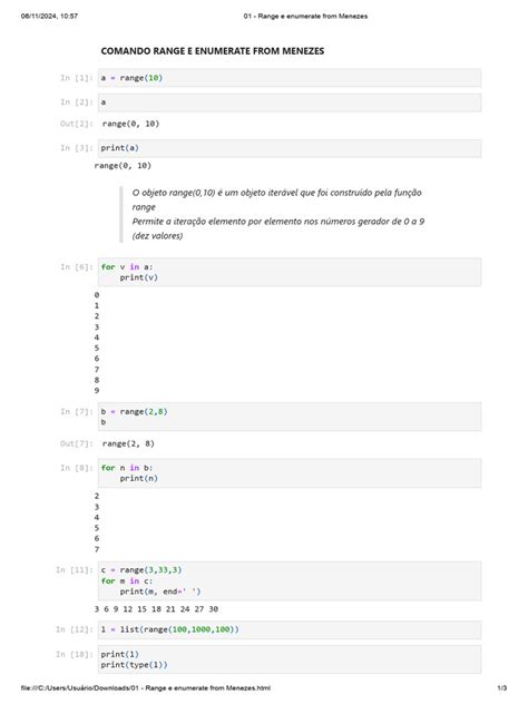 Range E Enumerate Python Pdf Programação De Computadores