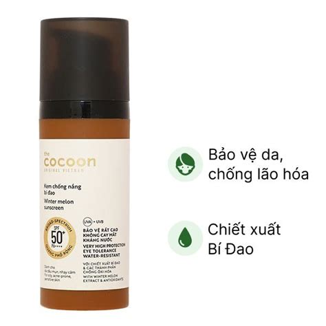 Kem chống nắng bí đao Cocoon SPF50 PA cho da nhạy cảm dầu mụn