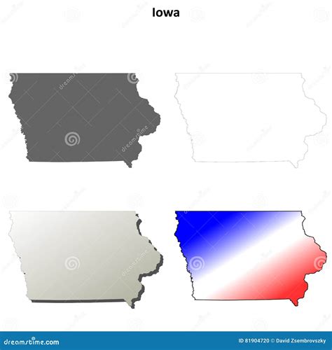 Iowa Outline Map State Shape Usa America Borders Vector Illustration