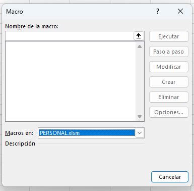 No aparecen las macros de libro PERSONAL xlsm para seleccionarlas Macros y programación VBA