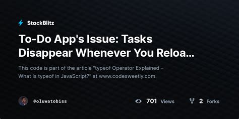 To Do Apps Issue Tasks Disappear Whenever You Reload The Browser
