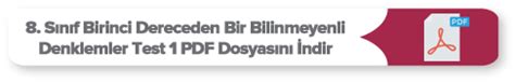 Sınıf Birinci Dereceden Bir Bilinmeyenli Denklemler Test Çopur Hoca Ortaokul Matematik