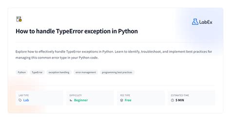 How To Handle Typeerror Exception In Python Labex