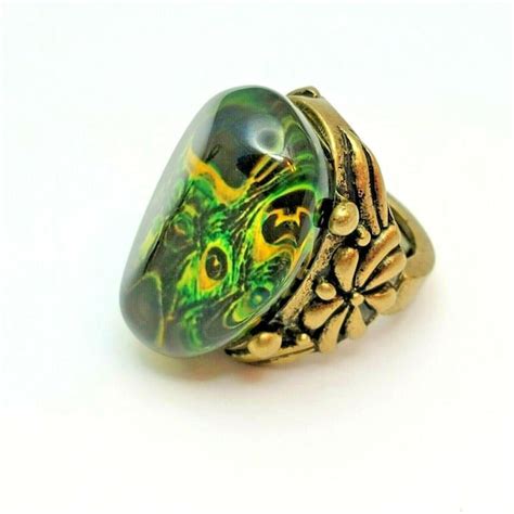 Peacock Feather Ring Etsy