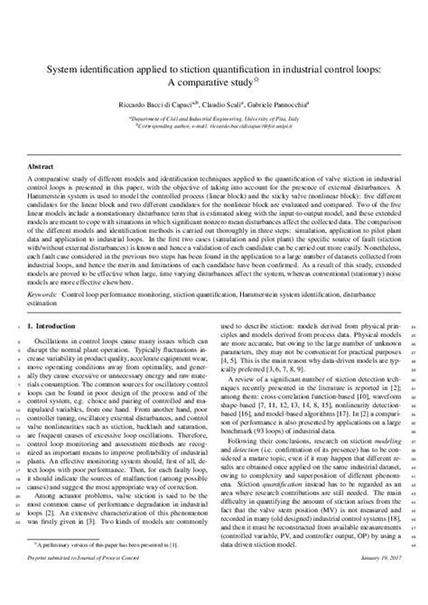 Pdf System Identification Applied To Stiction Quantification In