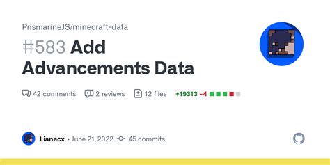 add advancements data by lianecx · pull request 583 · prismarinejs