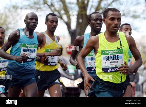 Kenenisa Bekele From Ethiopia Wins The Marathon De Paris 2014 France
