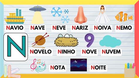 ALFABETO INFANTIL APRENDENDO PALAVRAS A LETRA N SOM TRAÇADO E