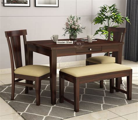 Buy Mcbeth Compact 4 Seater Dining Set With Bench Walnut Finish At 30
