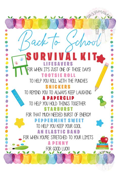 Printable Back To School Survival Kit Tag Instant Download Etsy Artofit