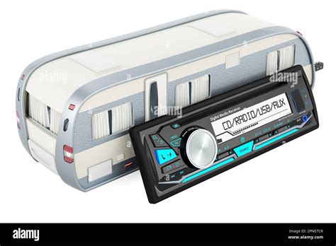 Camper Trailer With Digital Media Receiver 3D Rendering Isolated On