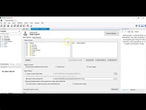 Creating A Dump File Using MySQL Workbench GUI YouTube