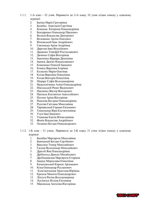 Наказ Про переведення учнів 1 4 х 5 8 х і 10 х класів на наступний рік