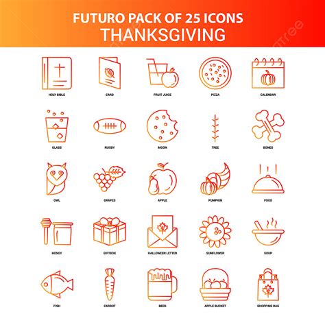 오렌지 Futuro 25 추수 감사절 아이콘 세트 오렌지 아이콘 추수 감사절 아이콘 사과 한 통 Png 일러스트 및 벡터