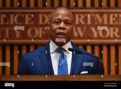 Mayor Eric Adams Makes A Public Safety Related Announcement At Police