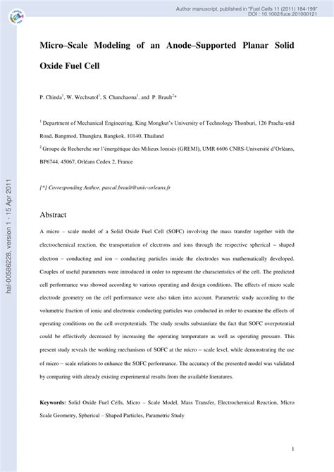 Pdf Microscale Modeling Of An Anode‐supported Planar Solid Oxide Fuel