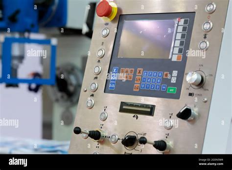 CNC Control Panel Of Vertical Milling Machine Selective Focus Stock