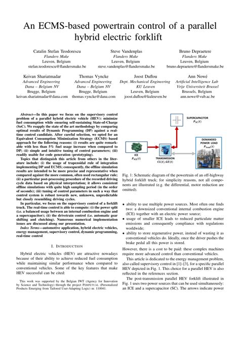 Pdf An Ecms Based Powertrain Control Of A Parallel Hybrid Electric