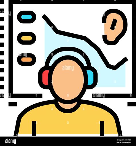 Audiometry Test Audiologist Doctor Color Icon Vector Illustration Stock