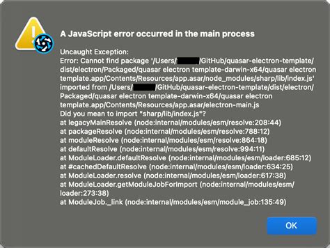 Javascript Unable To Import Sharp Into Quasar Electron Project