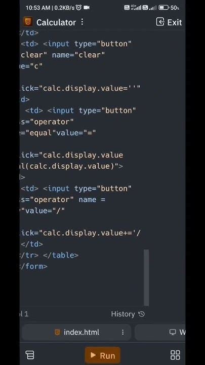 Calculator 📟 Using Html Create Calculator Using Html Shorts