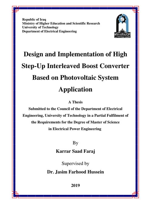 Pdf Design And Implementation Of High Step Up Interleaved Boost Converter Based On