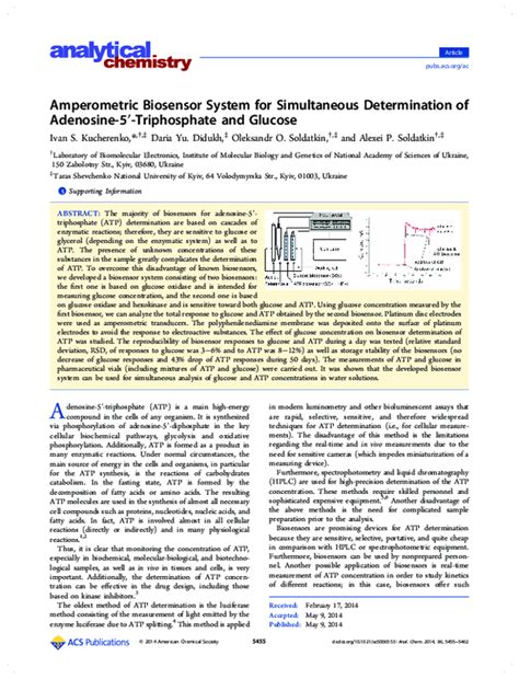 Pdf Amperometric Biosensor System For Simultaneous Determination Of Adenosine 5′ Triphosphate