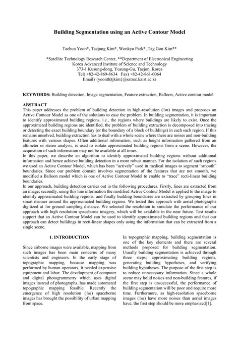 Pdf Building Segmentation Using An Active Contour Model