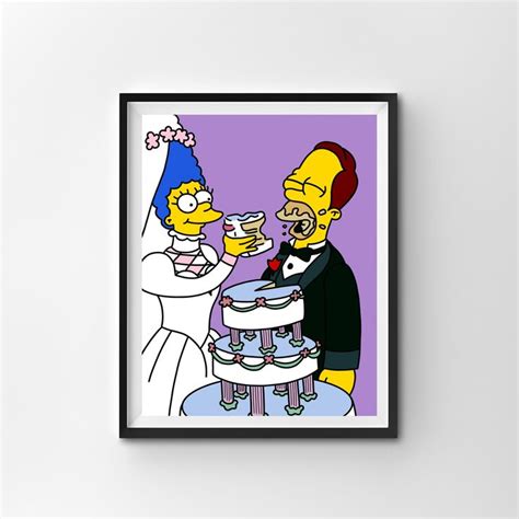 Homer And Marge Simpson Wedding Photo Digital Art Print Instant Download