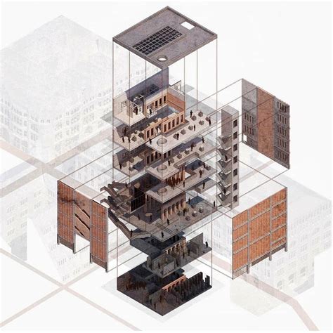 Archinked • Exploded Axonometric • ° Illustration By