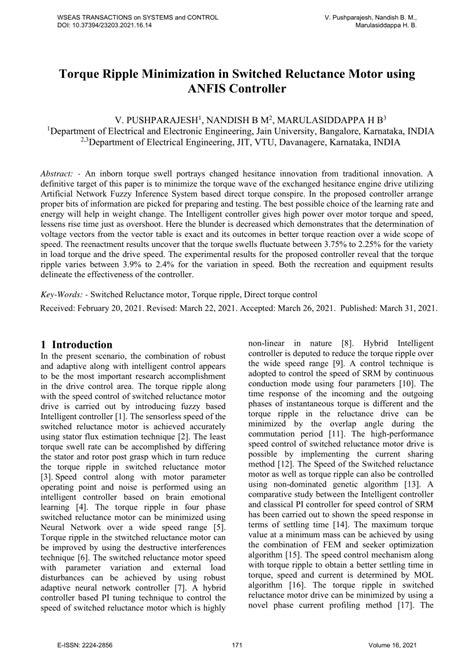 Pdf Torque Ripple Minimization In Switched Reluctance Motor Using