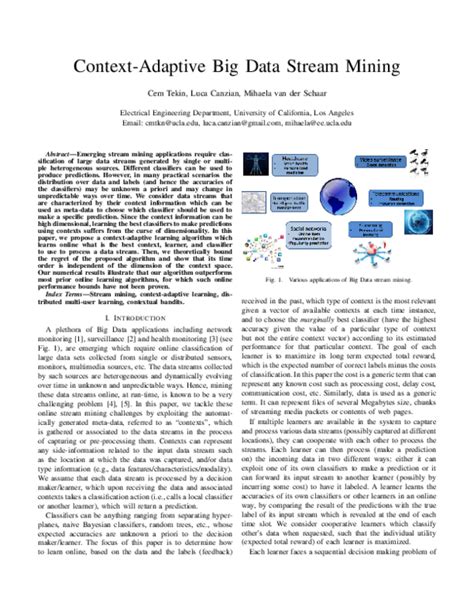 Pdf Context Aware Learning For Big Data Stream Mining