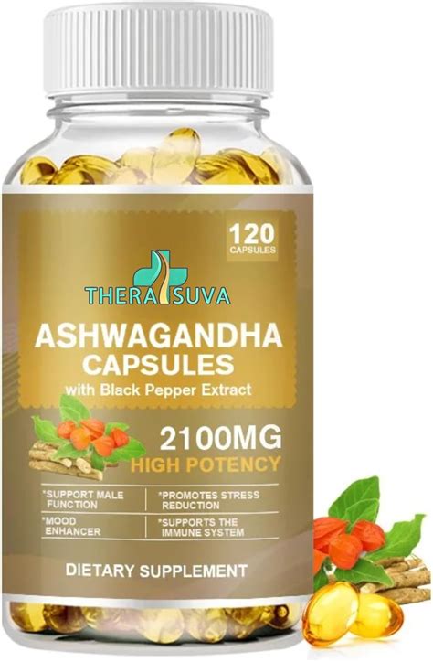 Therasuva Superior Potency Ashwagandha 2100mg Black Pepper Extract 8mg Supplement