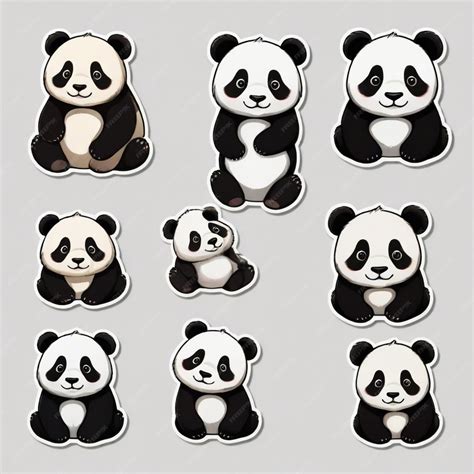 Una Colección De Pandas Con Una Que Dice Pandas Vector Premium
