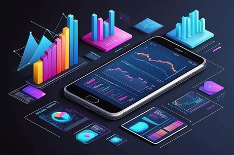 Premium Ai Image Online Statistics And Data Analytics Isometric Application Business Graph And