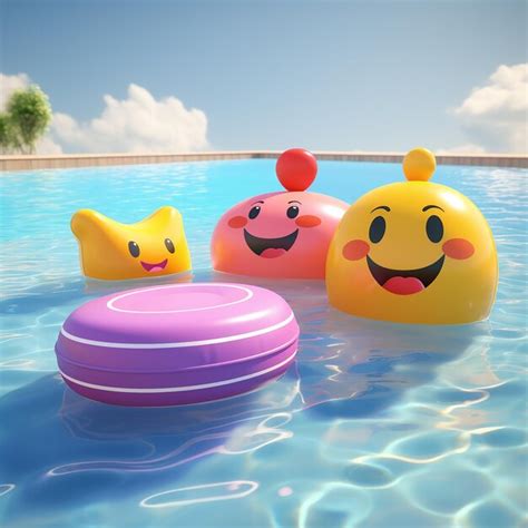 Premium Photo 3d Rendered Adorable Inflatable Pool Toys