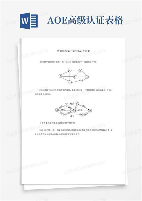 数据结构第七章图练习及答案 it认证 资格考试 认证 教育专区Word模板下载 编号qkwbvpxw 熊猫办公