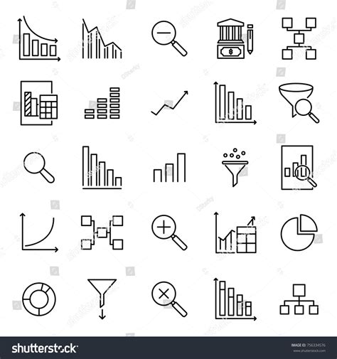 Set Analytic Thin Line Icons High Stock Vector Royalty Free 756334576