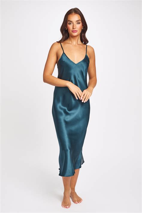 Silk Chemise 34 Length Deep Forest Love And Lustre