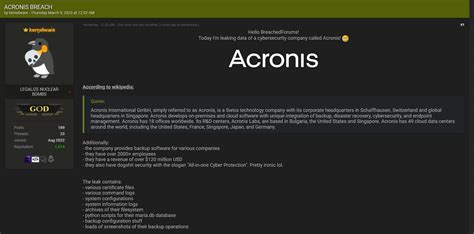 Cybersecurity Firm Acronis Data Breach Hackers Leak 21gb Of Data