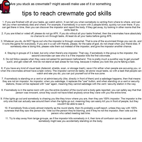 Among Us Beginner Tips Or Something Ramongus