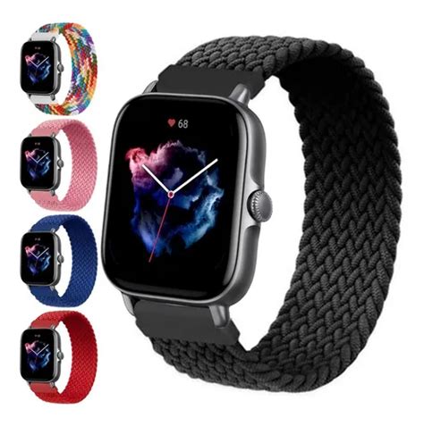 Correa De Nylon Trenzado Premium Mica Para Amazfit Gts 3 Negro M Meses sin interés