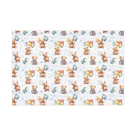 Teddy Bear Wrapping Paper Baby Shower Gift Wrap Baby Boy Birthday